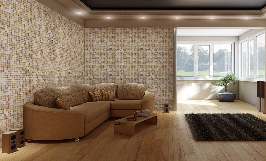 Obkladové panely 3D PVC rozměr 480 x 480 mm mozaika hnědo-béžová ...